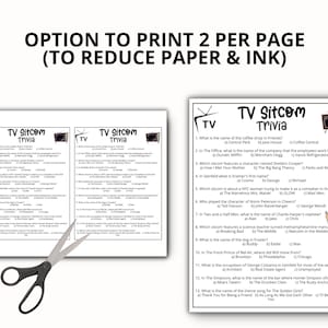 TV Sitcom Trivia Game, Television Trivia Quiz,printable Game for Kids ...