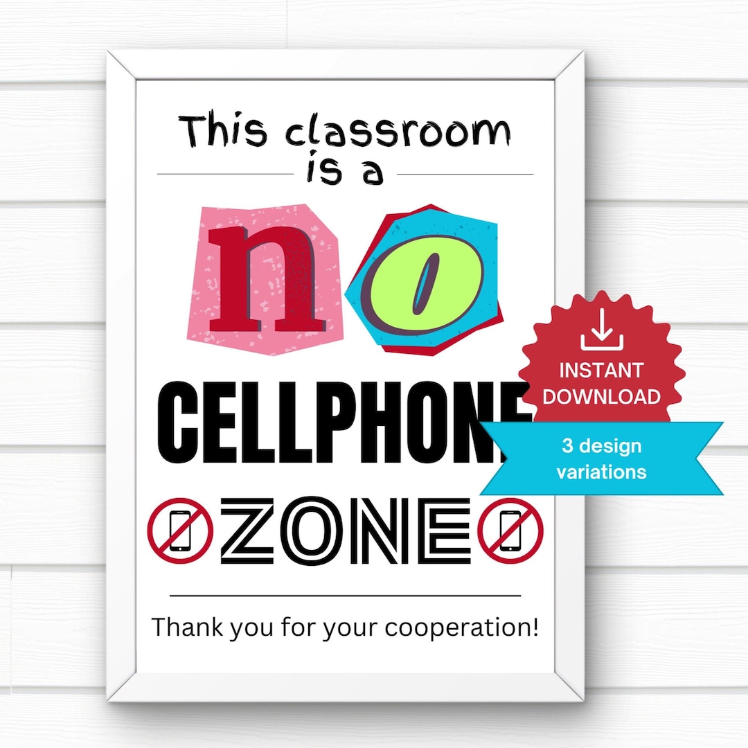 No Cellphones Allowed School Poster, No Phone Zone Sign, Classroom ...