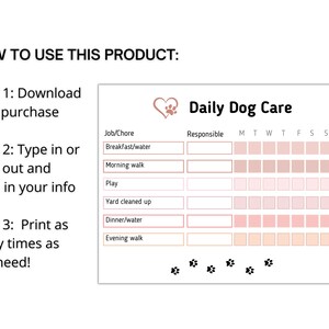 Dog Chore Chart, Chore Chart for Kids, Pet Responsibility Chart, Kid ...