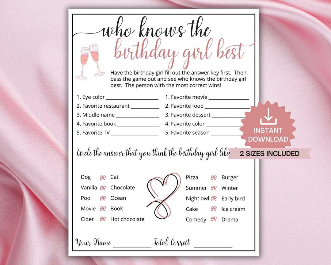 Who Knows the Birthday Girl Best, How Well Do You Know the Birthday ...