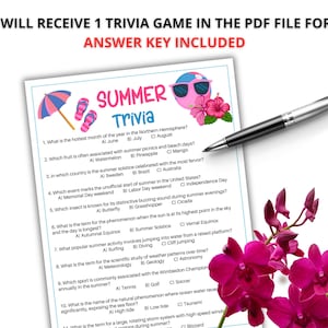 Summer Trivia Game, Summer Solstice Holiday Game, Summer Party Game ...