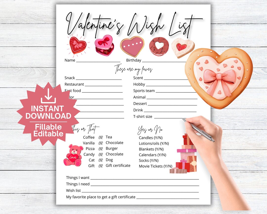 Valentine's Day Wish List, Secret Cupid Gift Exchange Survey, All About ...