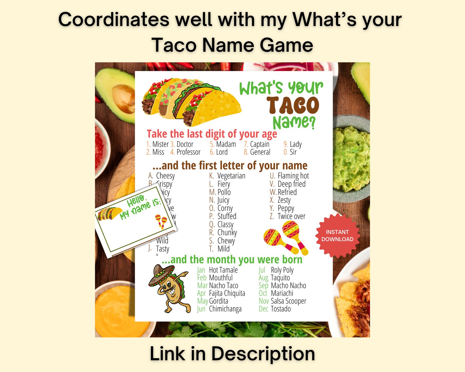Taco Bar Station Sign & Table Cards, Make Your Own Taco Signs, Tex-mex ...