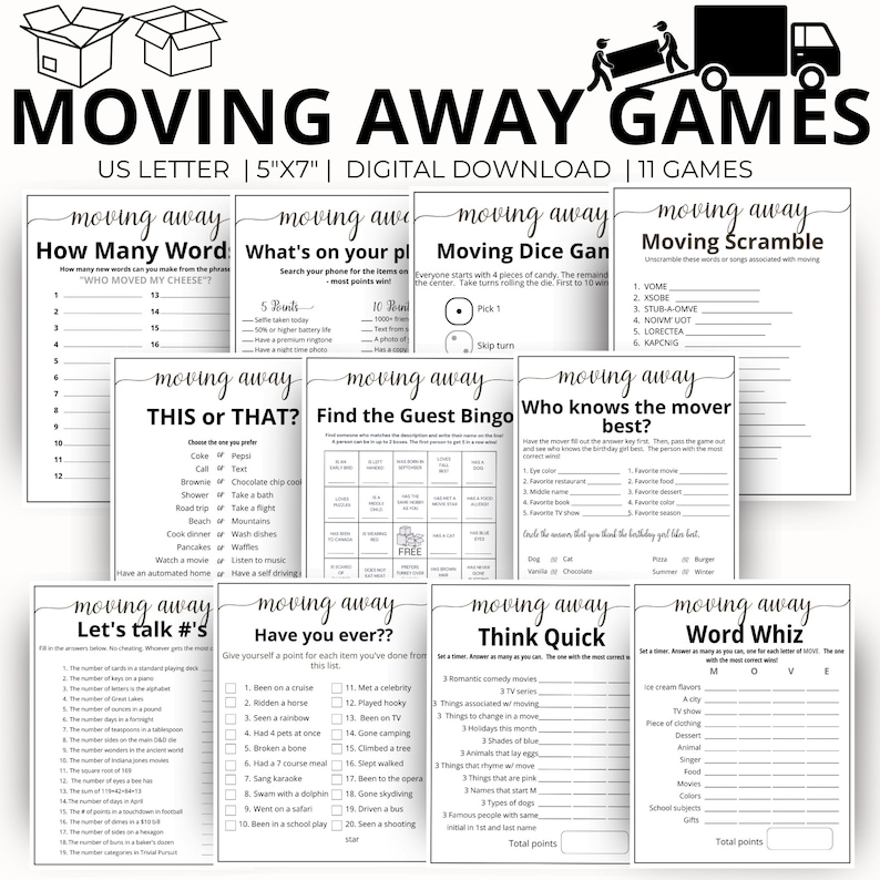 Going Away Party Games - Farewell Party Bundle, Moving Party Printable ...