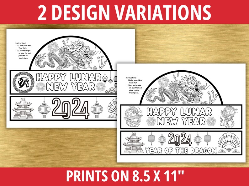 Lunar New Year Coloring Craft Hat, DIY Chinese New Year Craft Crown ...