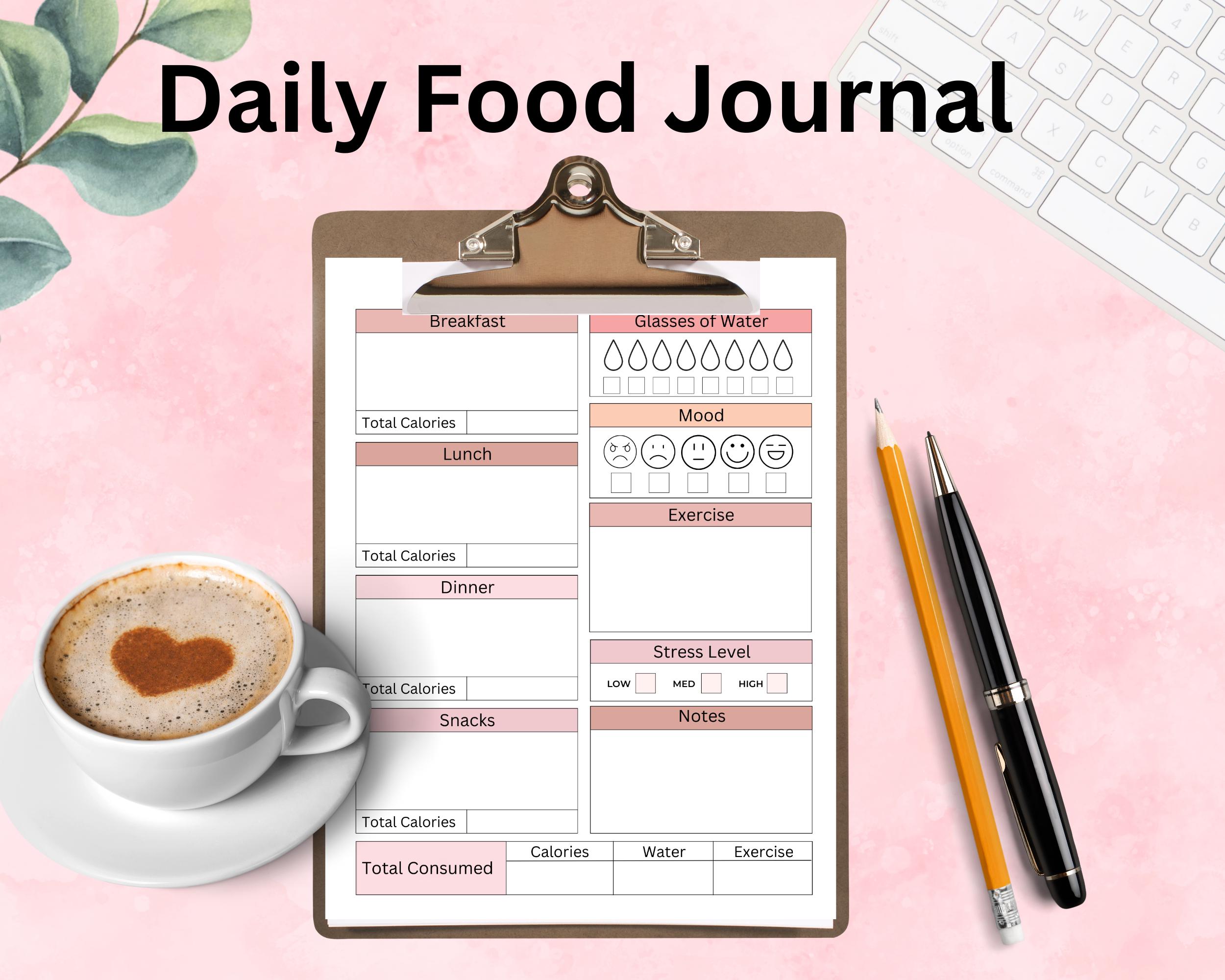 Editable Daily Food Journal, Printable Daily Food Journal, Daily Food ...