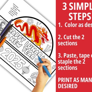 Lunar New Year Coloring Craft Hat, DIY Chinese New Year Craft Crown ...