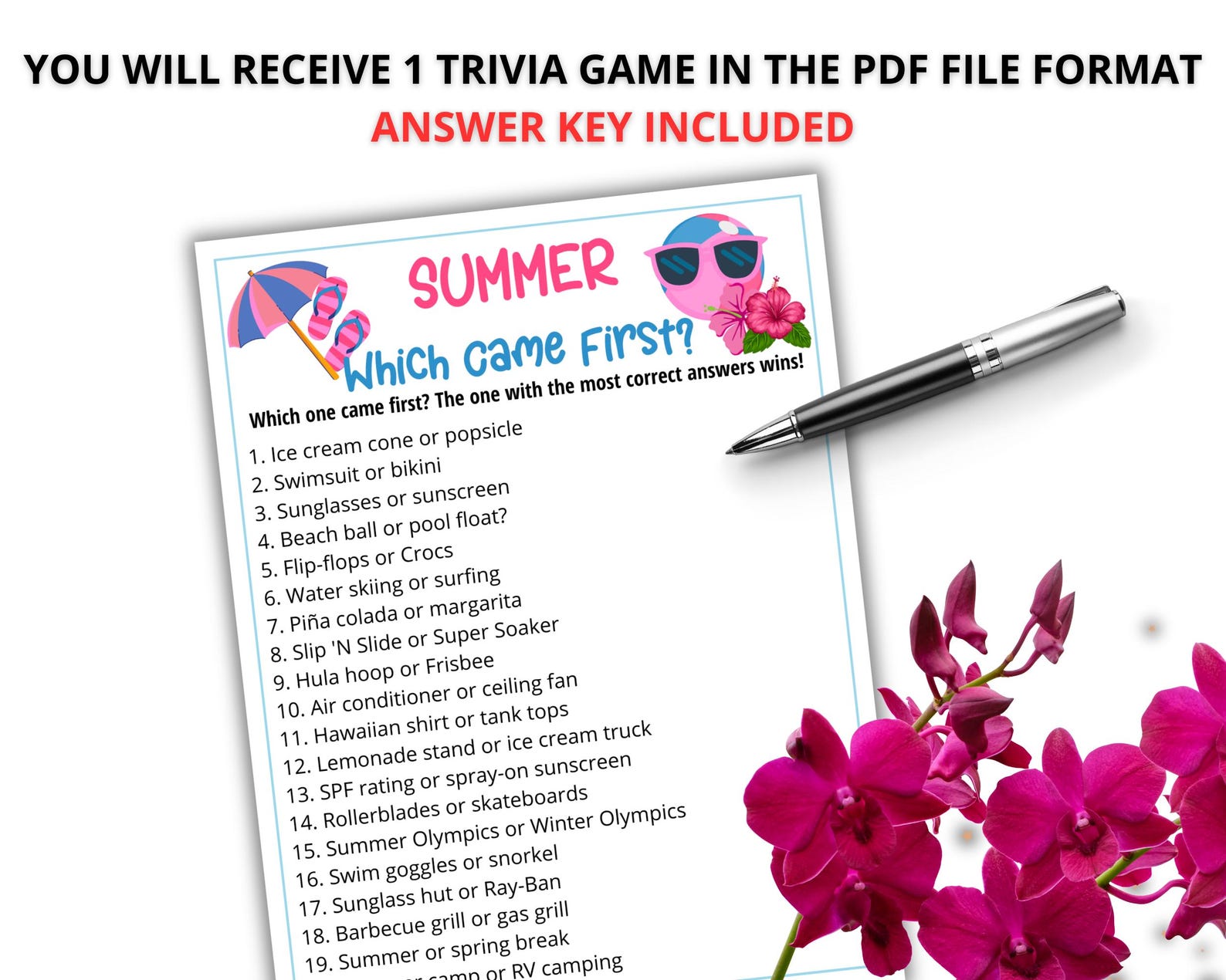 Summer Trivia Game, Summer Break Which Came First Quiz, Summertime ...