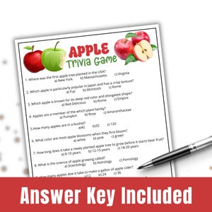 Apple Trivia Game, Fall Trivia Game, Halloween Party Game, Autumn ...