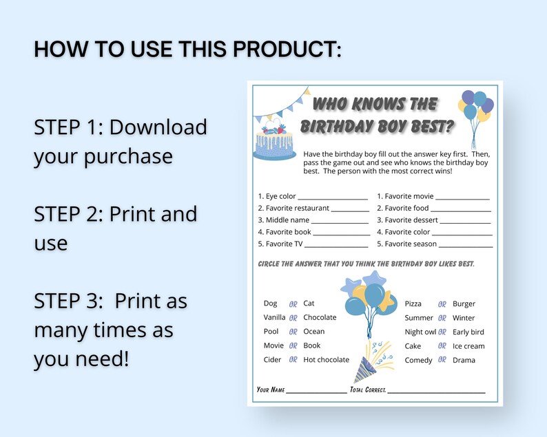 Who Knows the Birthday Boy Best, Birthday Questionnaire Activity ...