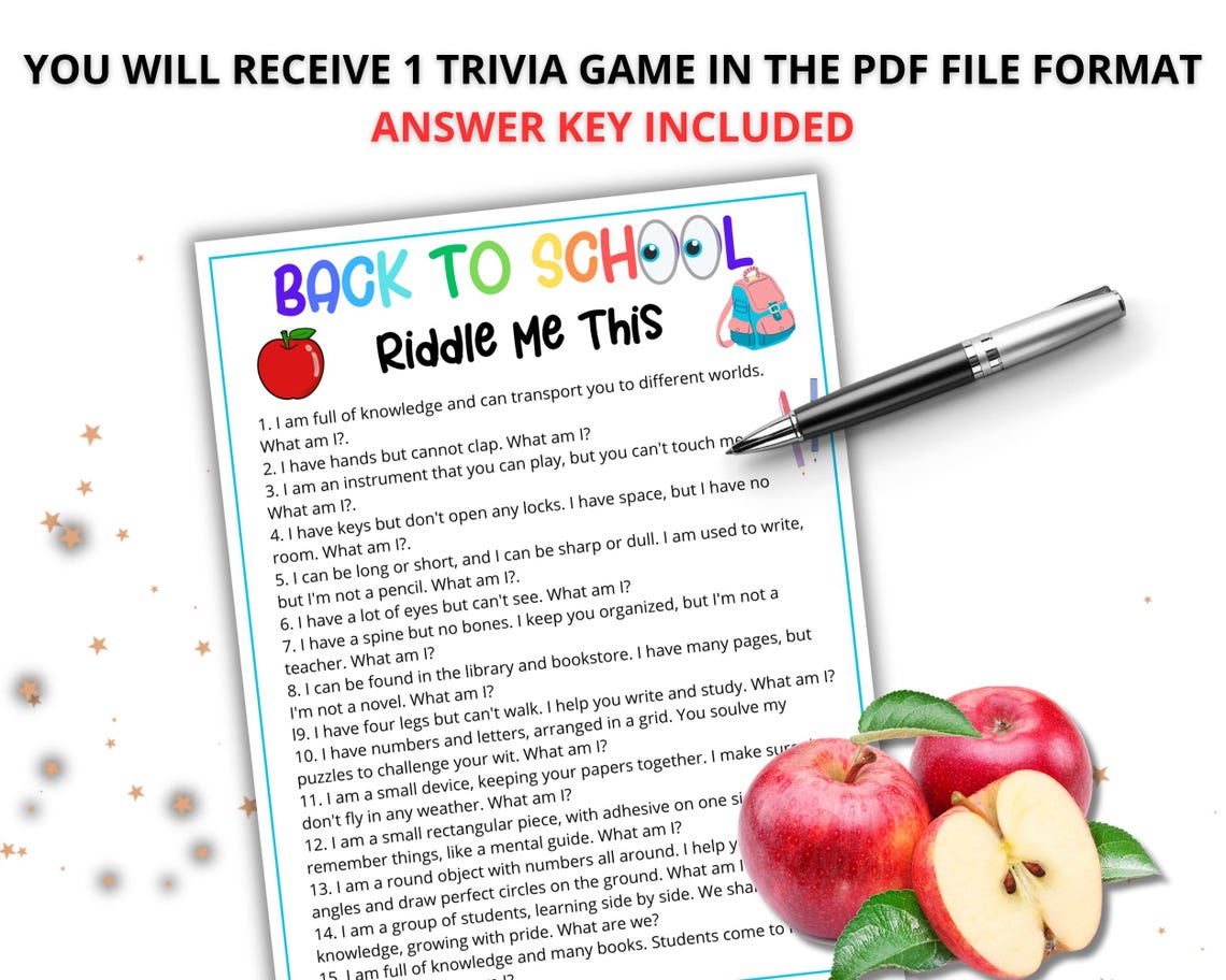 Back to School Trivia Games, Riddle Me This, Classroom Games ...