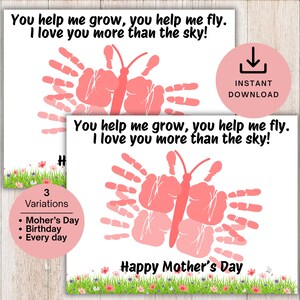 Butterfly Handprint Craft, Mother's Day Handprint Art,spring Summer ...