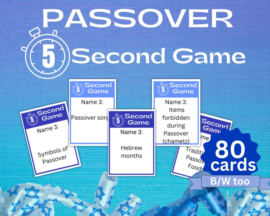Passover 5 Second Game, Seder Activity for Kids and Adults, Passover ...