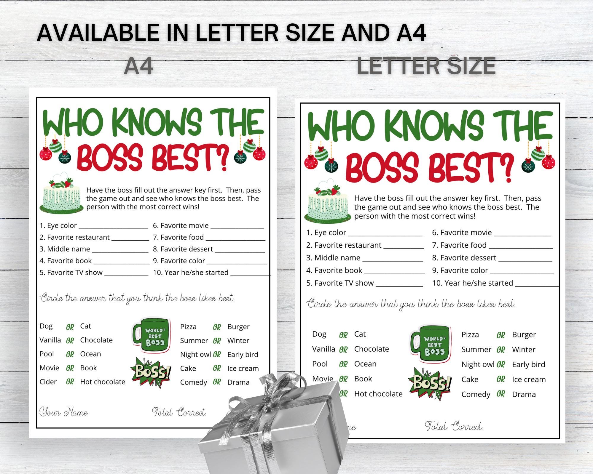 Christmas Who Knows the Boss Best Game, Office Party Activity, Office ...
