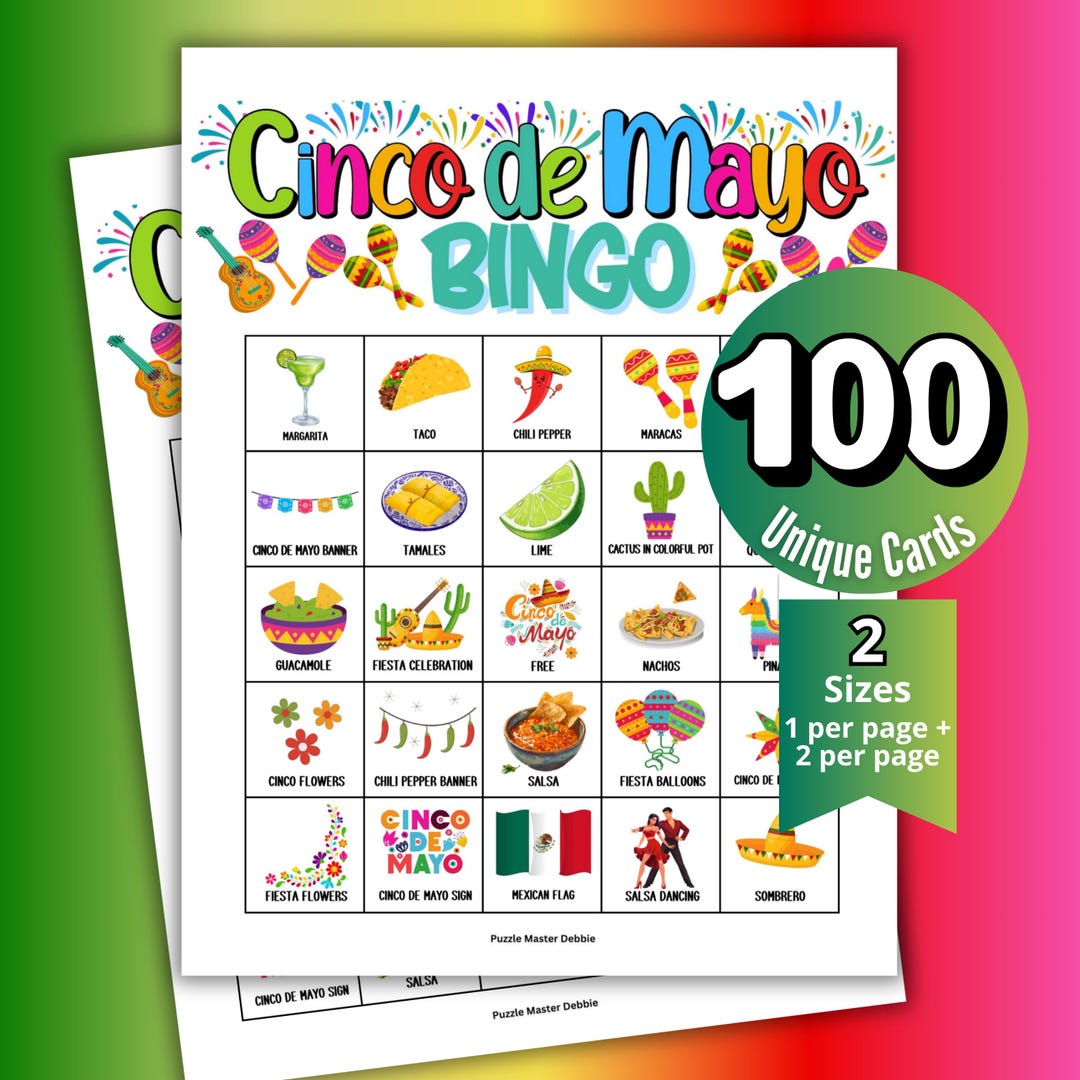 Cinco De Mayo Bingo Game, Kids Fiesta Celebration, Mexican Taco Party ...