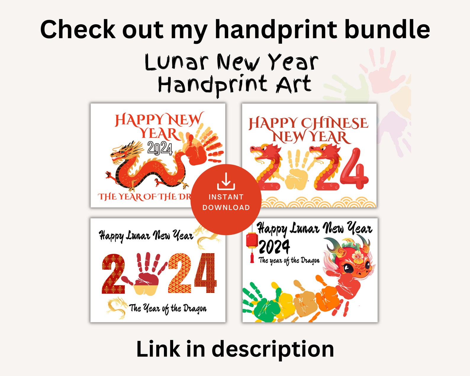 Lunar New Year Handprint Craft, Chinese New Year Handprint Art, Year of ...