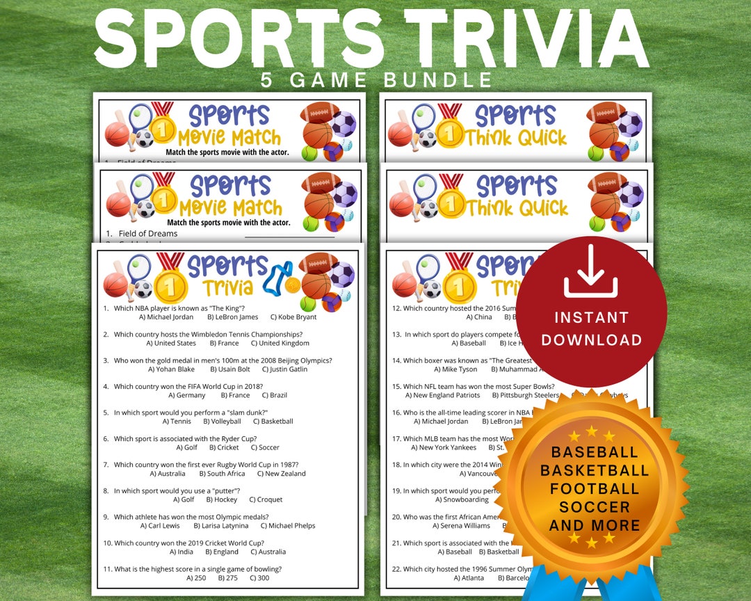 Sports Trivia Game Bundle, Baseball, Basketball, Football, Soccer ...