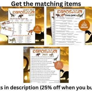 Dinosaur Trivia Game, Printable Dinosaur Game for Kids & Adults, Paleontology Birthday Activity ...