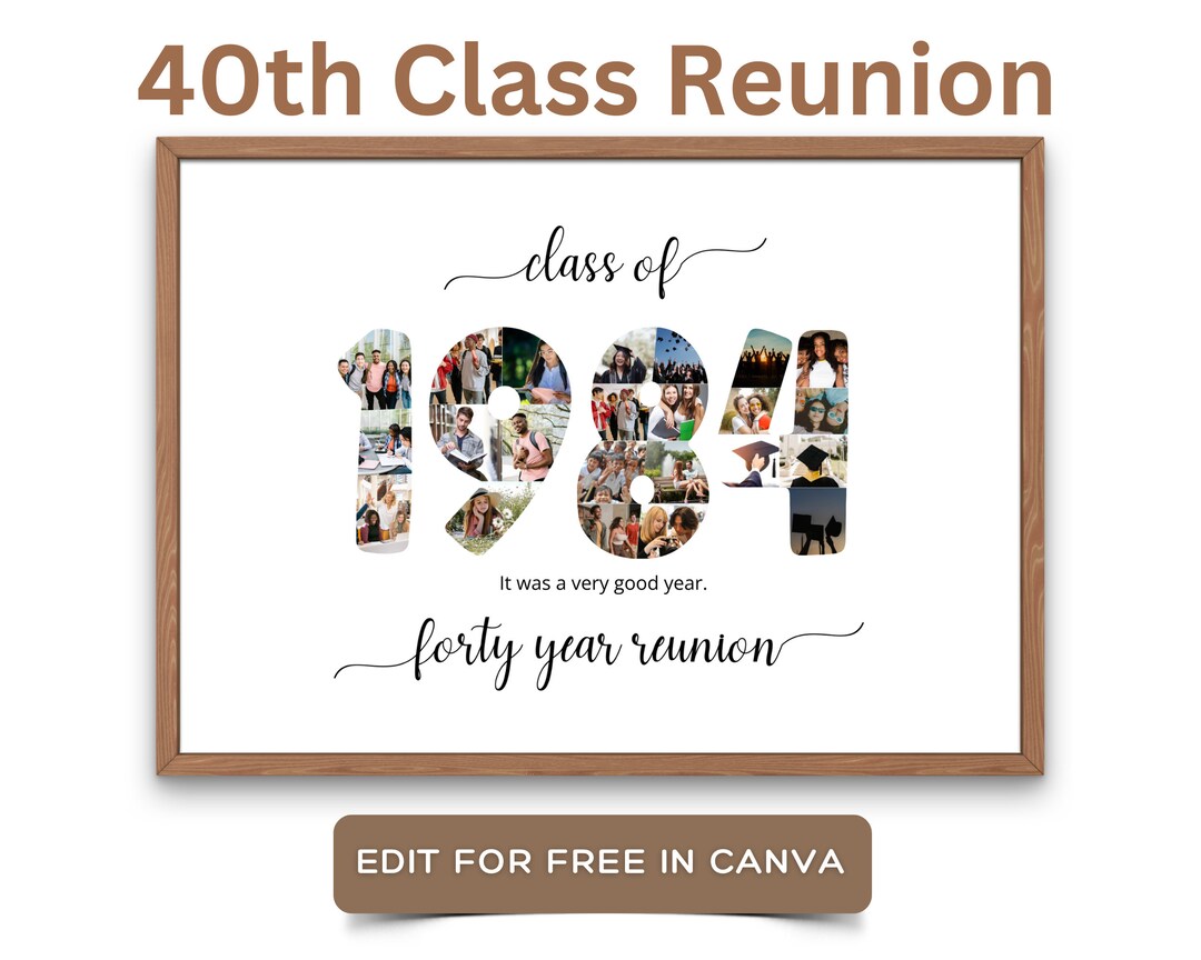 EDITABLE Custom 40th Class Reunion Sign, 40th Reunion Photo Collage ...