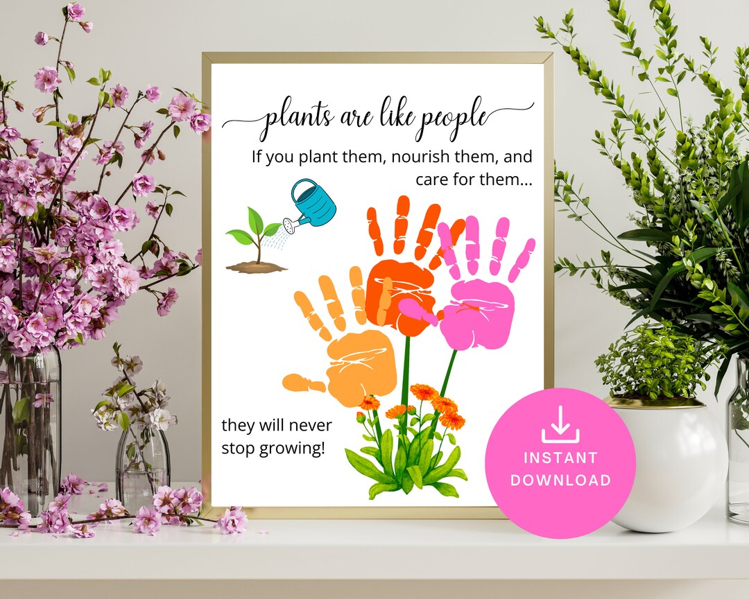 Flower Handprint Craft Art, Floral Bouquet Handprint Keepsake, Daycare ...