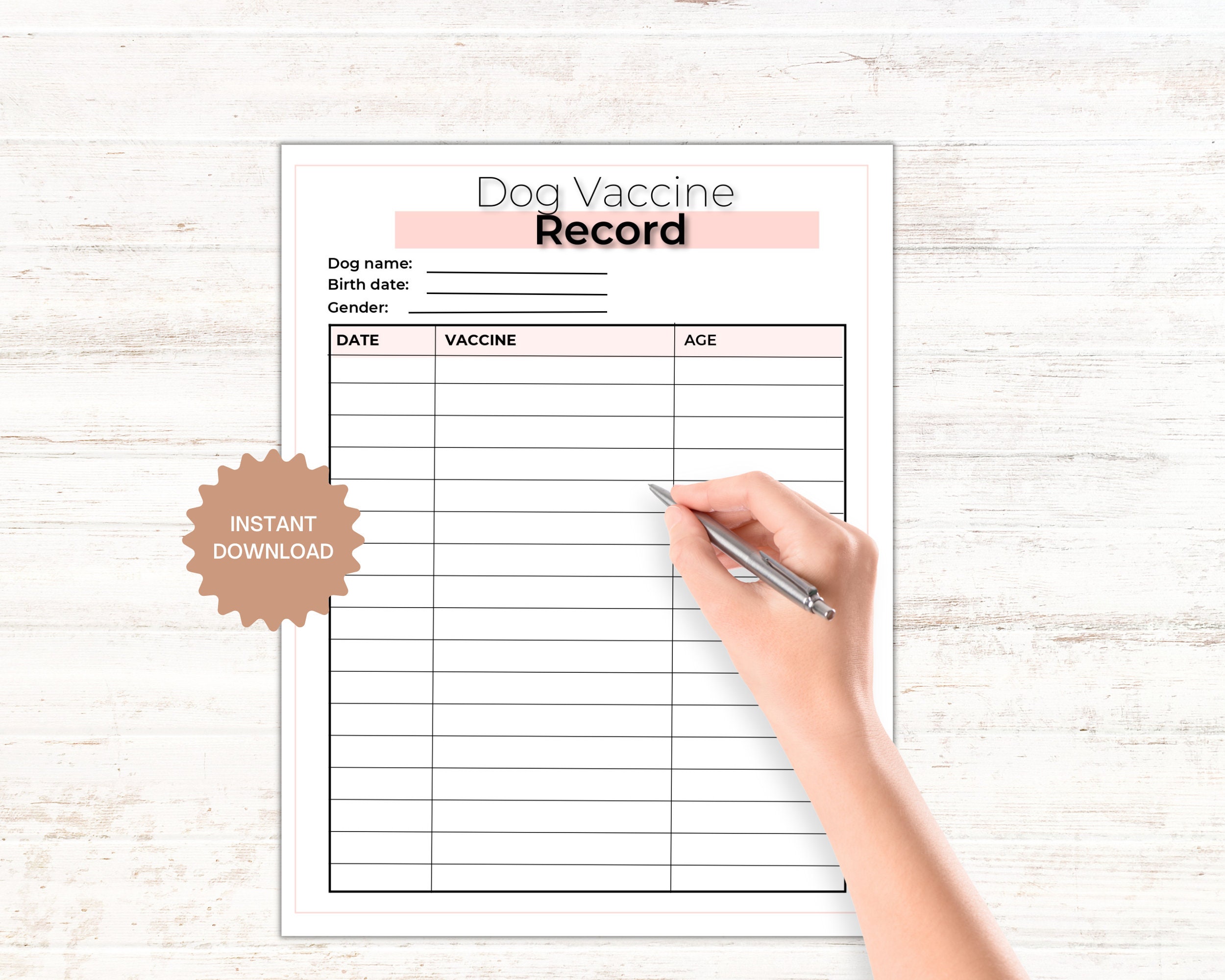 Editable Puppy Vaccination Record, Puppy Vaccine Guide,puppy Vaccine ...