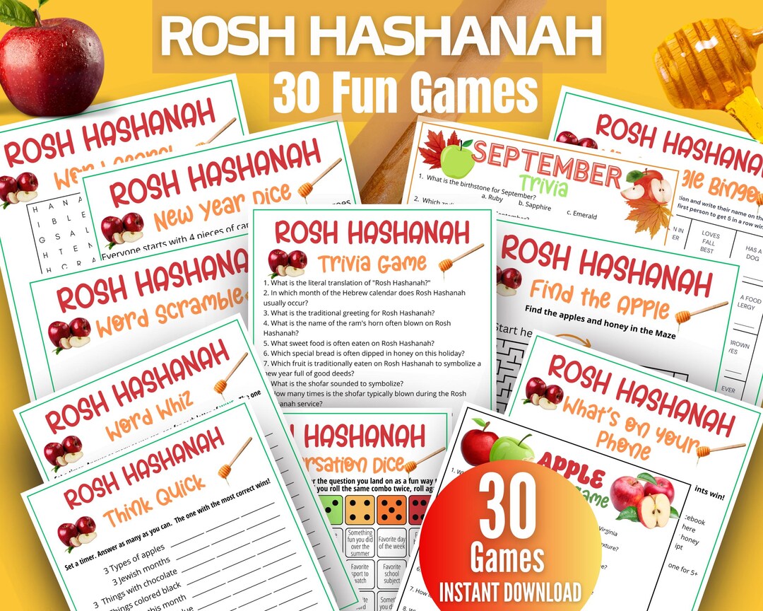 Rosh Hashanah Game Bundle, Jewish Games, High Holidays Games, Rosh ...