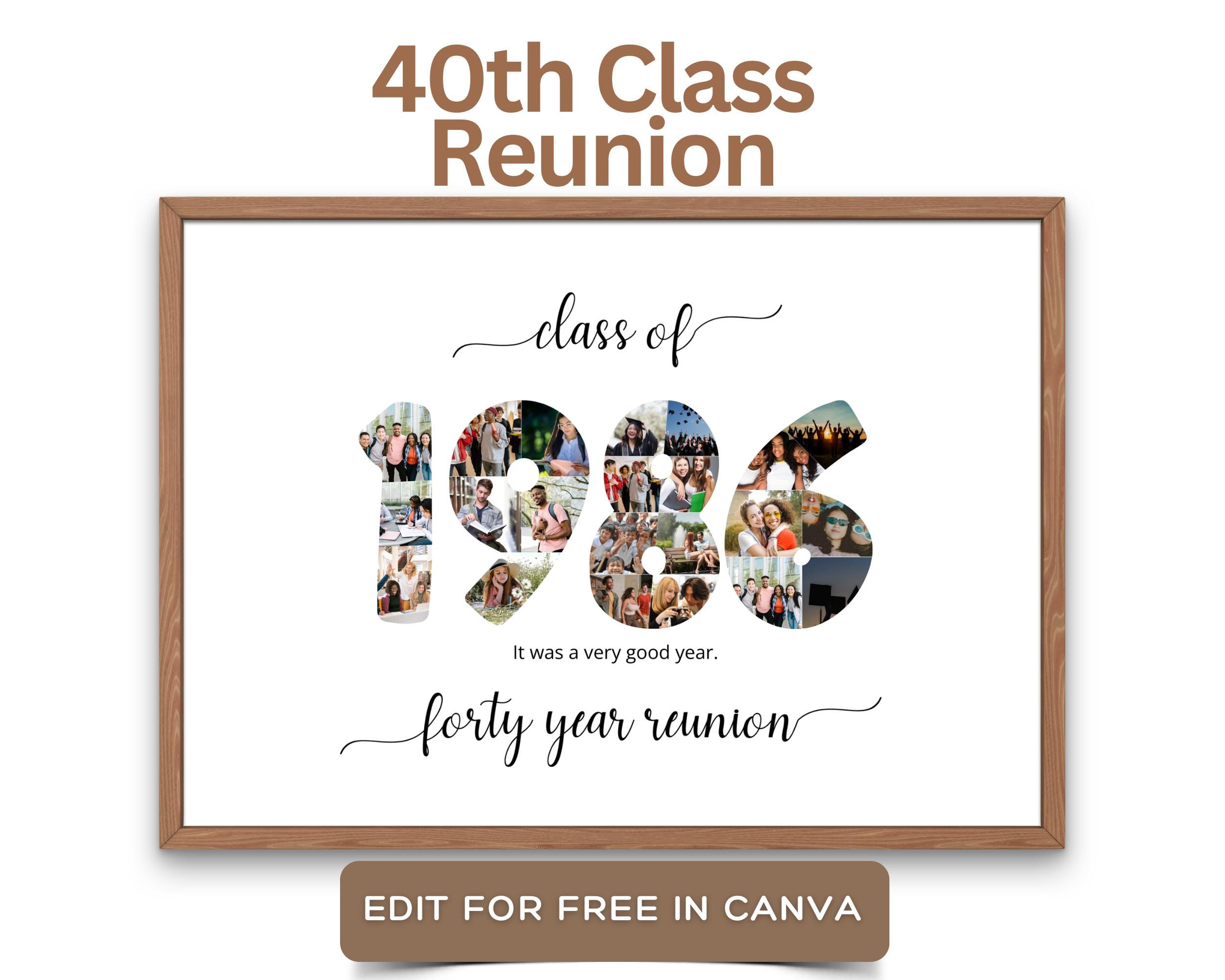 EDITABLE Custom 40th Class Reunion Sign, 40th Reunion Photo Collage ...