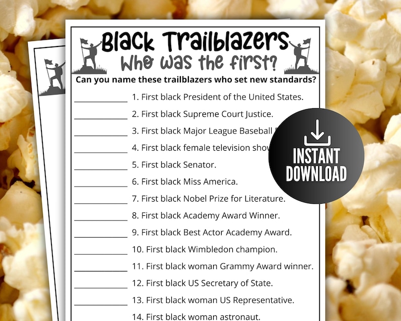 Famous Black Firsts Trivia Game, African American Trailblazers Quiz ...