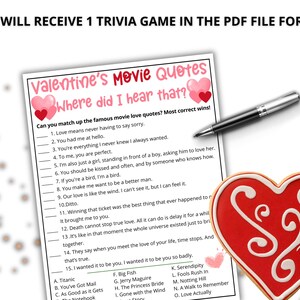 Valentine's Day Movie Quote Trivia Game, Rom Com Movie Quotes ...