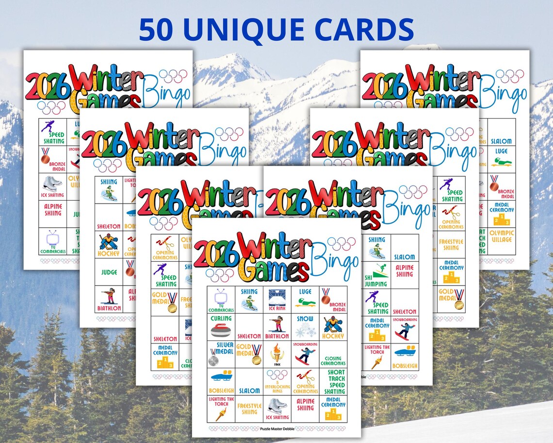 2026 Winter Games Bingo, Kid Bingo Card Party Games, Baby Shower Games ...