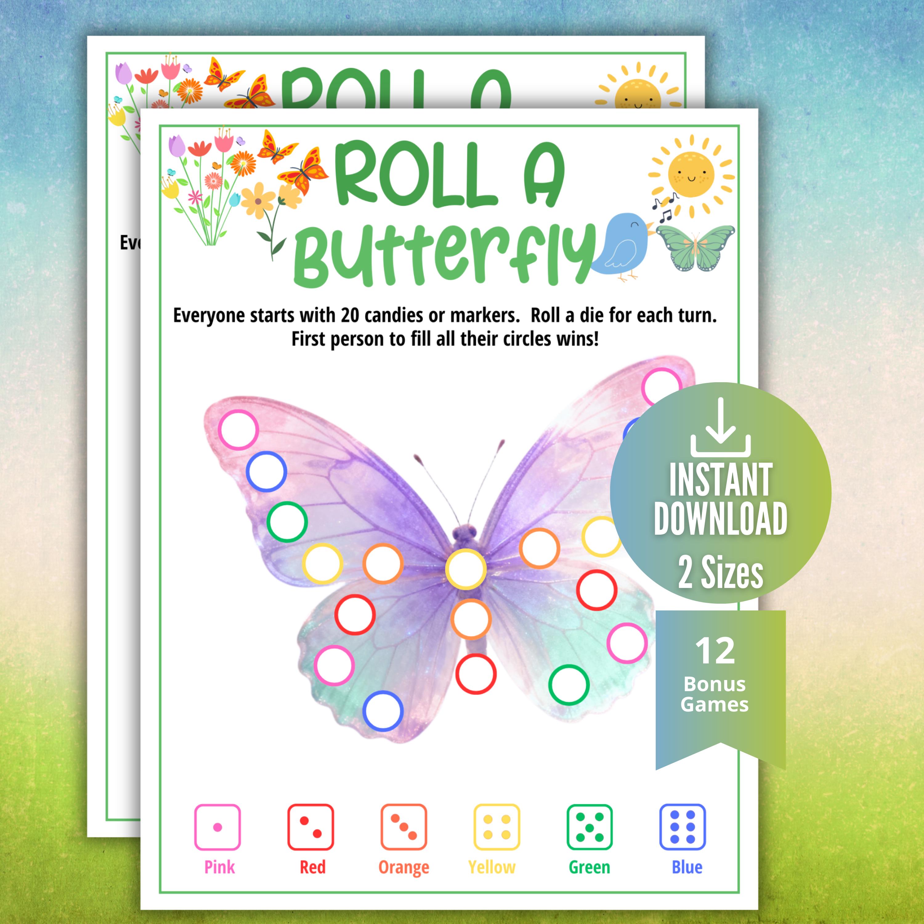 Roll a Butterfly Game,butterfly Fun for Kids & Teens, Spring Summer ...
