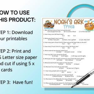 Noah's Ark Trivia Game for Kids, Sunday School Bible Games, Old ...