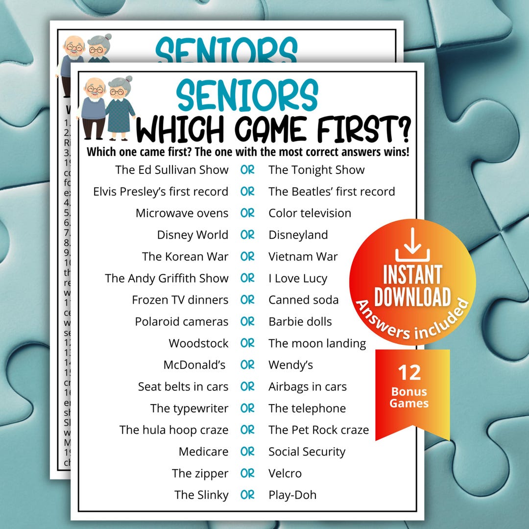 Pop Culture Trivia Game, Guess Which Came First Quiz,printable Game for ...
