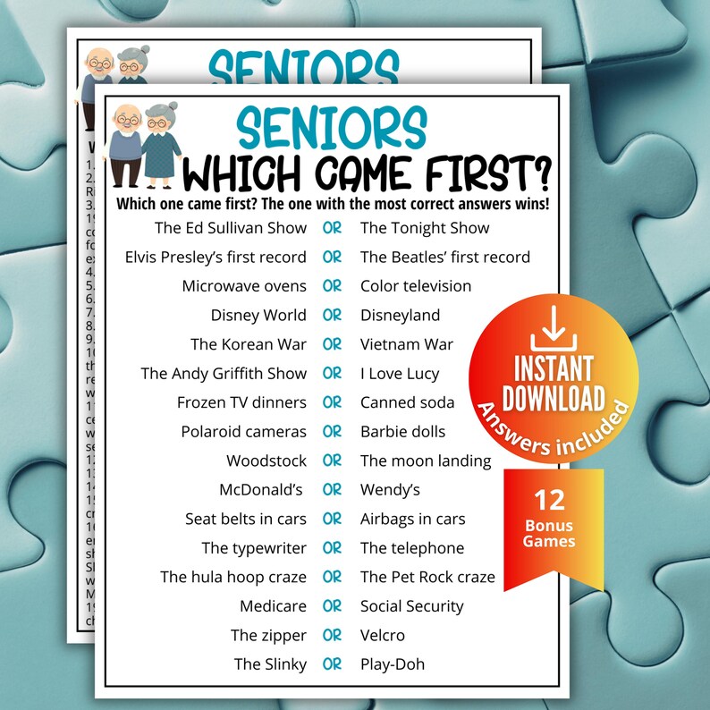 Pop Culture Trivia Game, Guess Which Came First Quiz,printable Game for ...