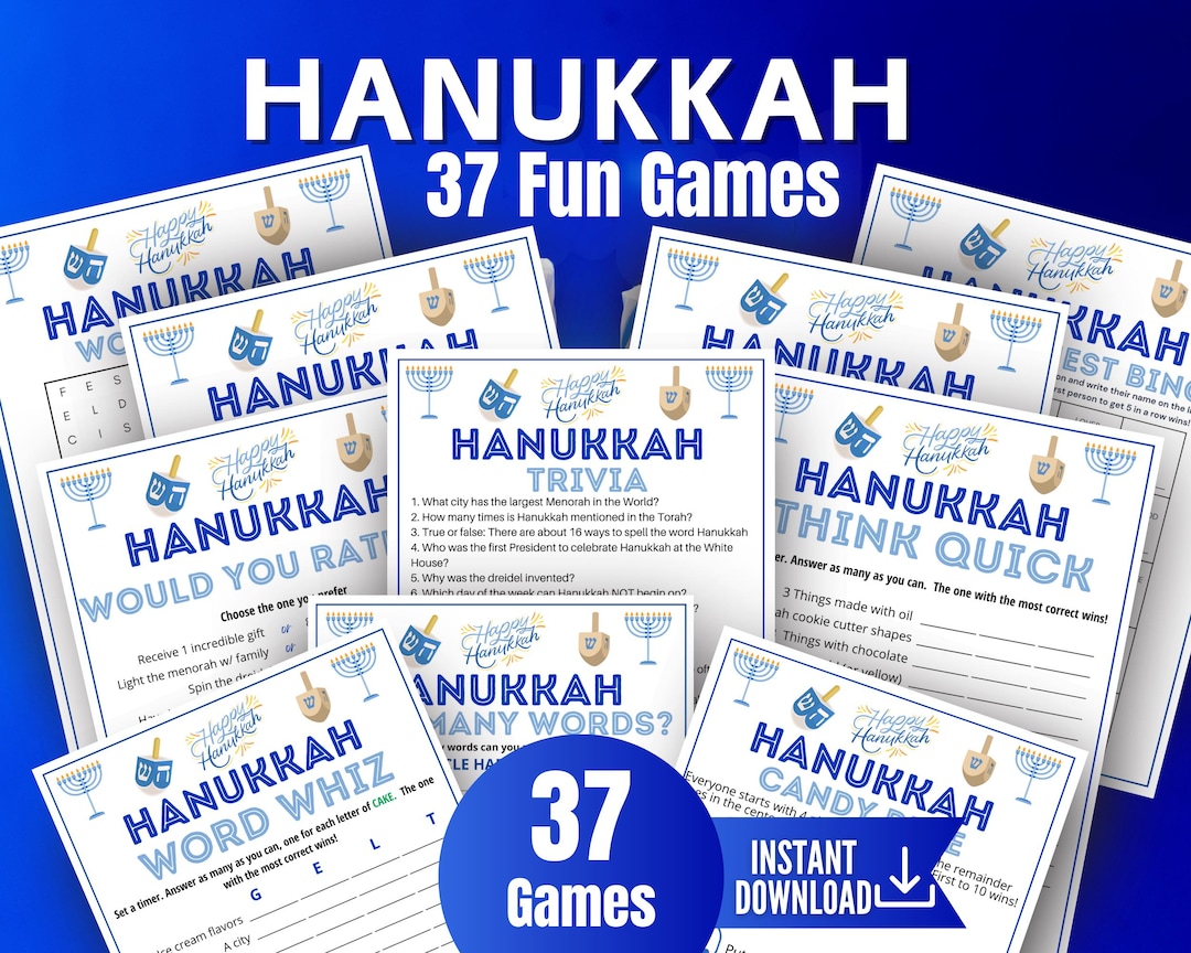 Hanukkah Game Bundle, Jewish Party Games, Hanukkah Holiday Trivia ...