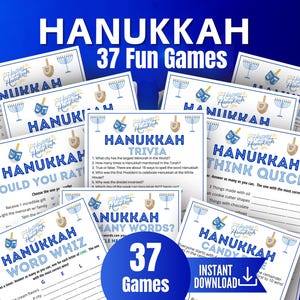 Hanukkah Game Bundle, Jewish Party Games, Hanukkah Holiday Trivia ...