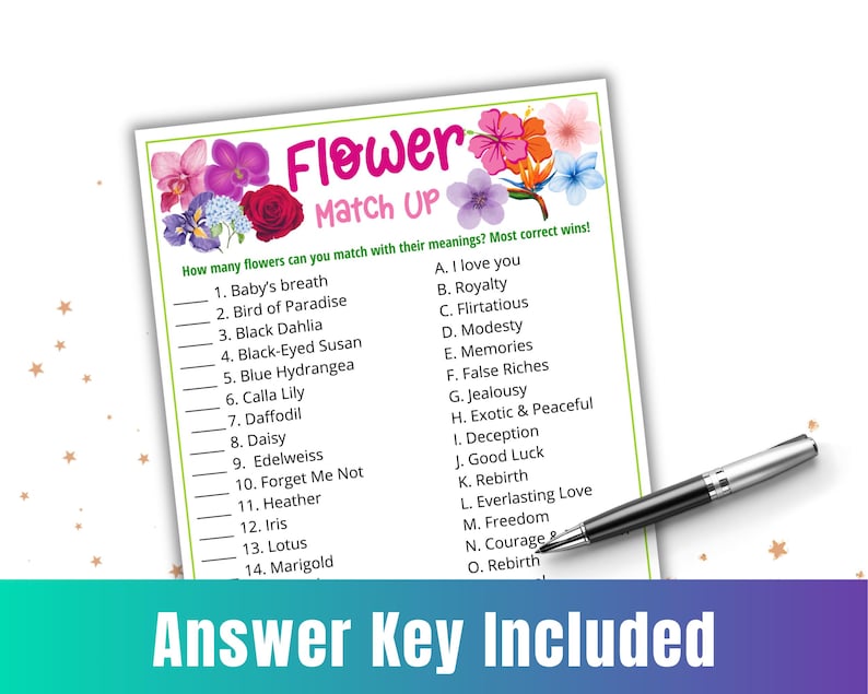 Flower Trivia Match up Game, May Flowers Trivia Quiz, Spring Season ...