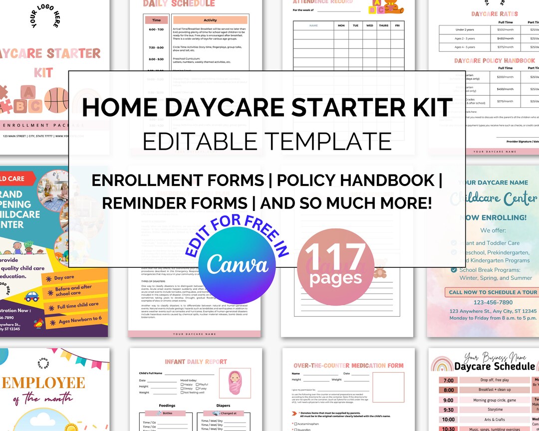 Daycare Starter Kit, Daycare Forms, Daycare Contract, Childcare Forms ...