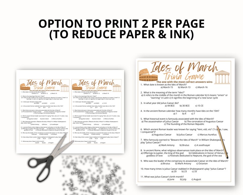 Ides of March Trivia, Printable Multiple Choice Ides of March Game ...