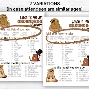What's Your Groundhog Name Game WITH NAMETAGS + Sign,game, Groundhog ...