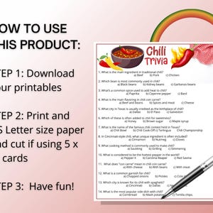 Chili Trivia Game, Printable Chili Cookoff Game for Kids & Adults ...
