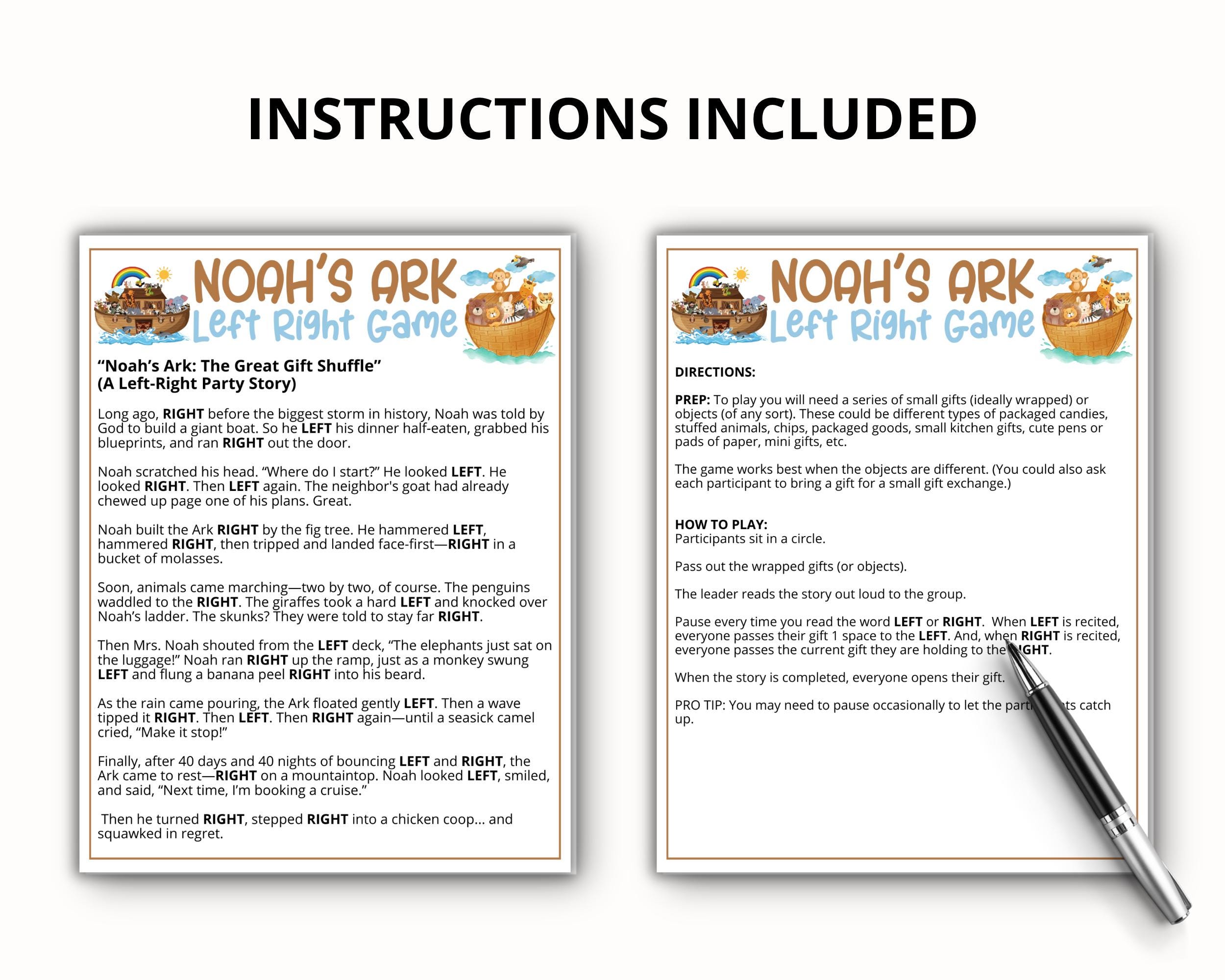 Noah's Ark Left Right Game, Sunday School Bible Games for Kids&adults ...