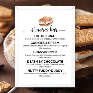 Editable S'mores Bar Menu, Printable Smores Bar Sign, S'mores Station ...