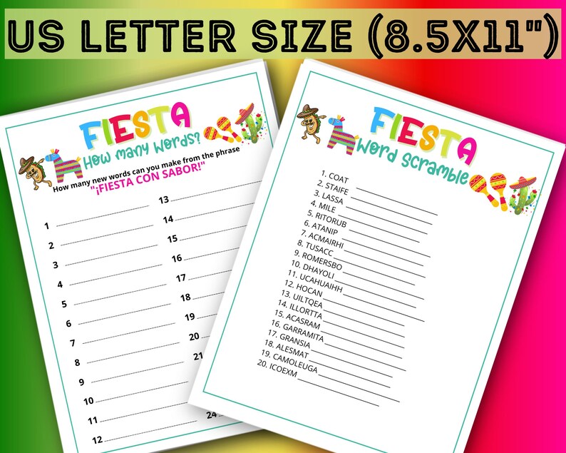 Fiesta Trivia Game Bundle,23 Mexican Taco Fiesta Games,quinceañera ...
