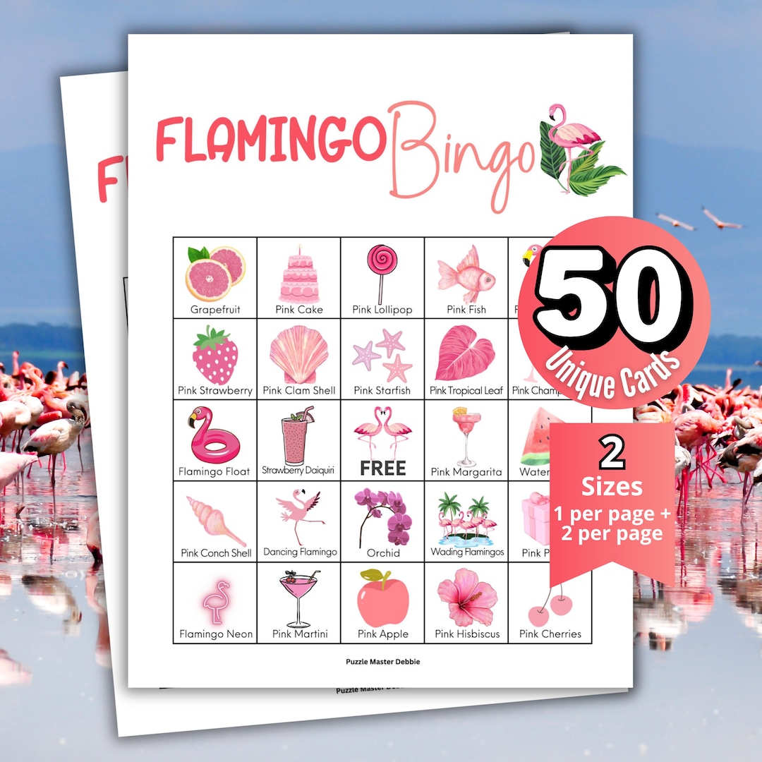 Flamingo Bingo Game, Pink Flamingo Birthday Party Game, Flamingo Baby ...