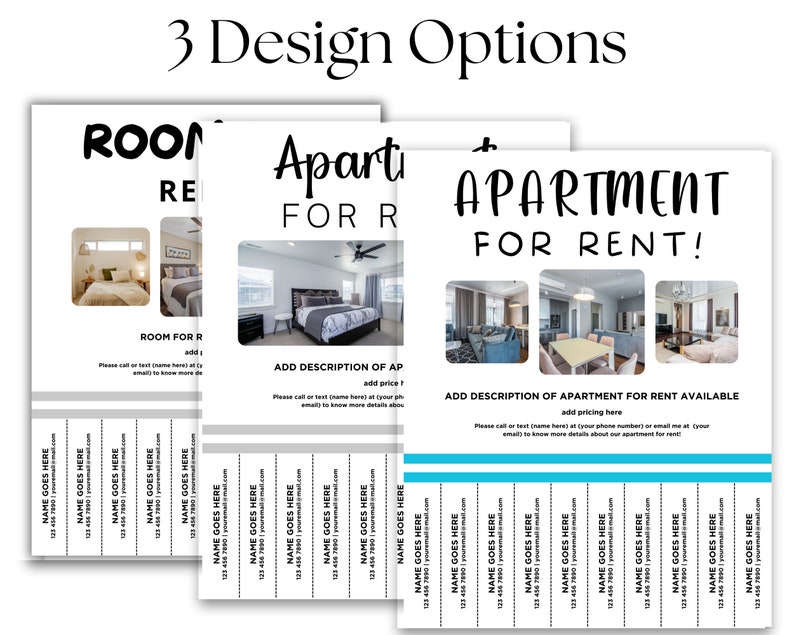 Editable Apartment for Rent Marketing Flyer, House Rental Tear off ...