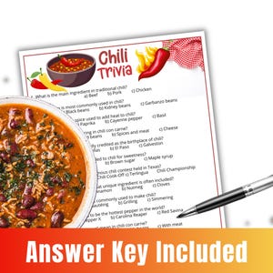 Chili Trivia Game, Printable Chili Cookoff Game for Kids & Adults ...
