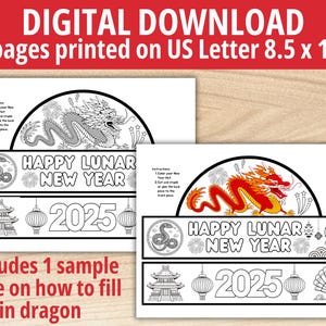 Lunar New Year Coloring Craft Hat, DIY Chinese New Year Craft Crown ...