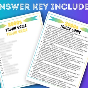 2000s Decade Trivia Game, Trivia Questions, 2000s Trivia Quiz, 2000s ...