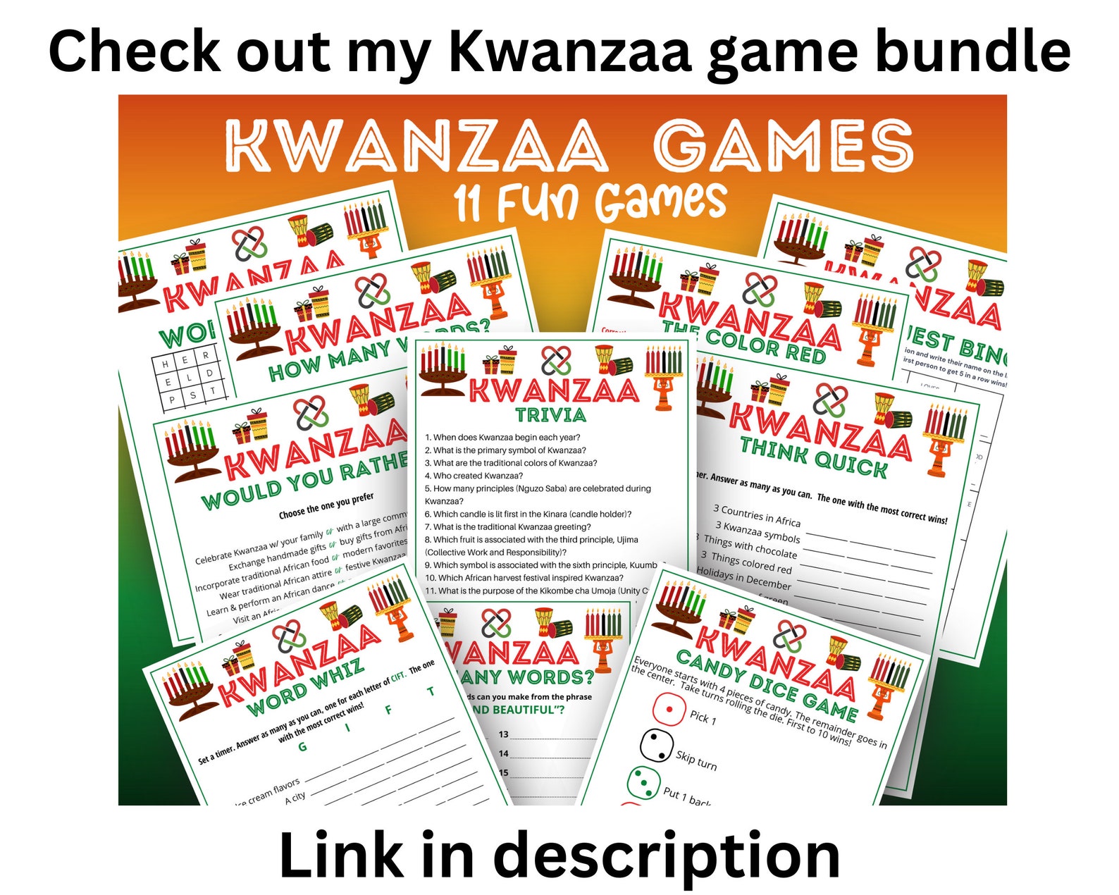 Kwanzaa Candy Dice Game, Kwanzaa Party Game, Kid's Printable Game ...